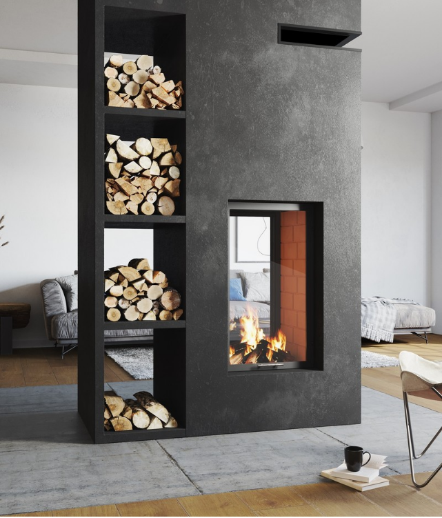 Alliance Feu Design - Foyer à bois CLASSIC RECTO-VERSO - TOTEM