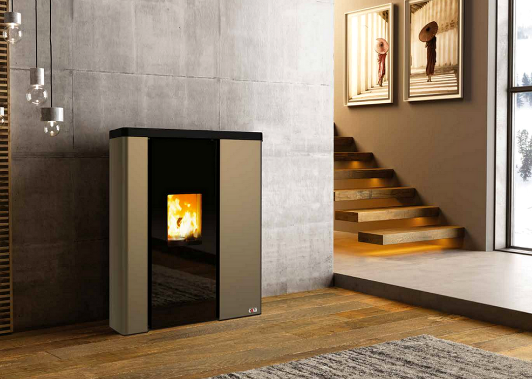 Alliance Feu Design - Poêle à granulés BLUES ETANCHE - ANSELMO COLA